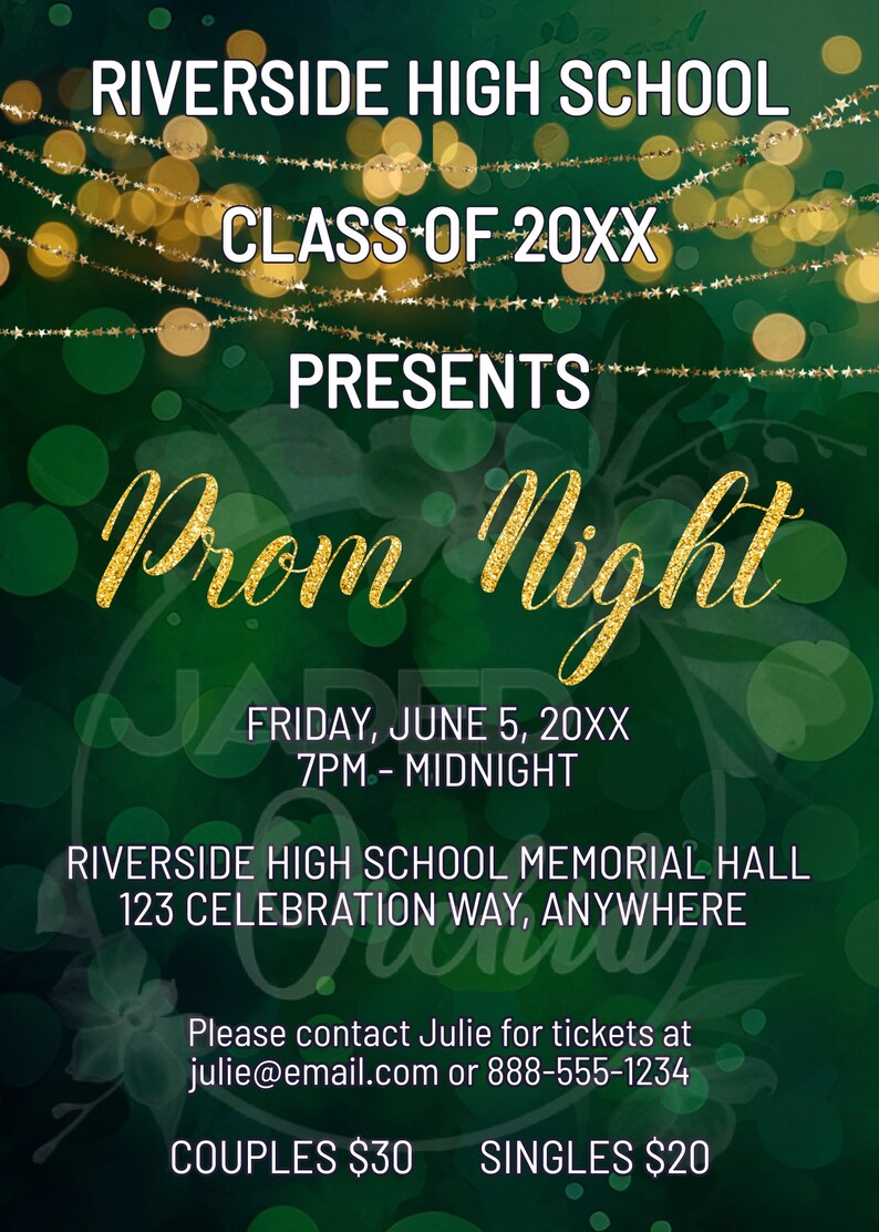 Printable Green Enchanted Prom Template A Night Under the - Etsy