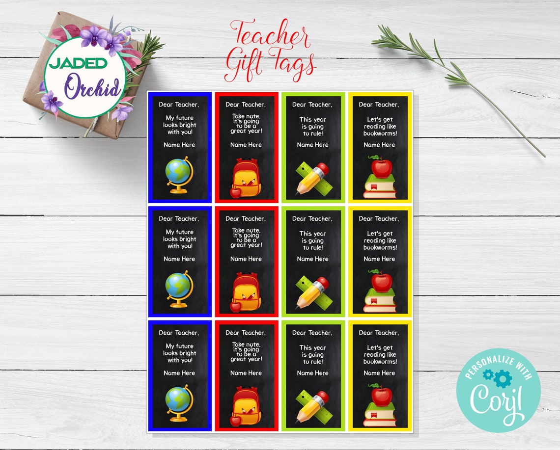 Editable Teachers Appreciation Gift Tag Teacher Gift Tags Back | Etsy
