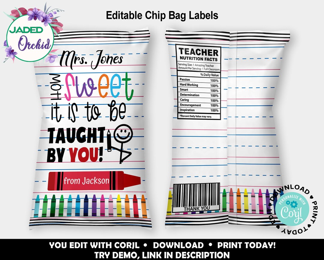 Teacher Appreciation Party Favor, Printable Teacher Appreciation Thank ...