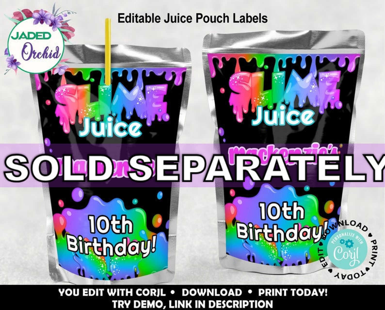 Printable Girls Slime Party Favor Slime Water Bottle Labels - Etsy