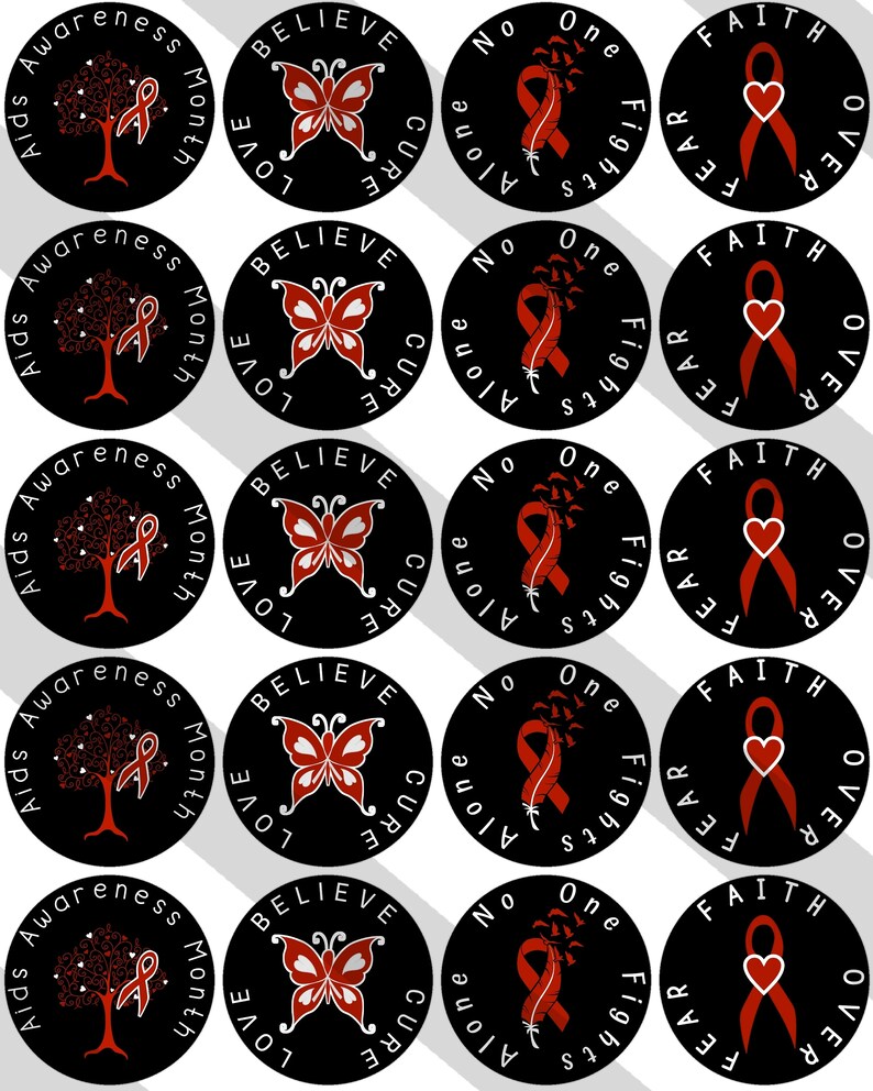 Aids Awareness Cupcake Topper Printable Aids Survivor Red | Etsy