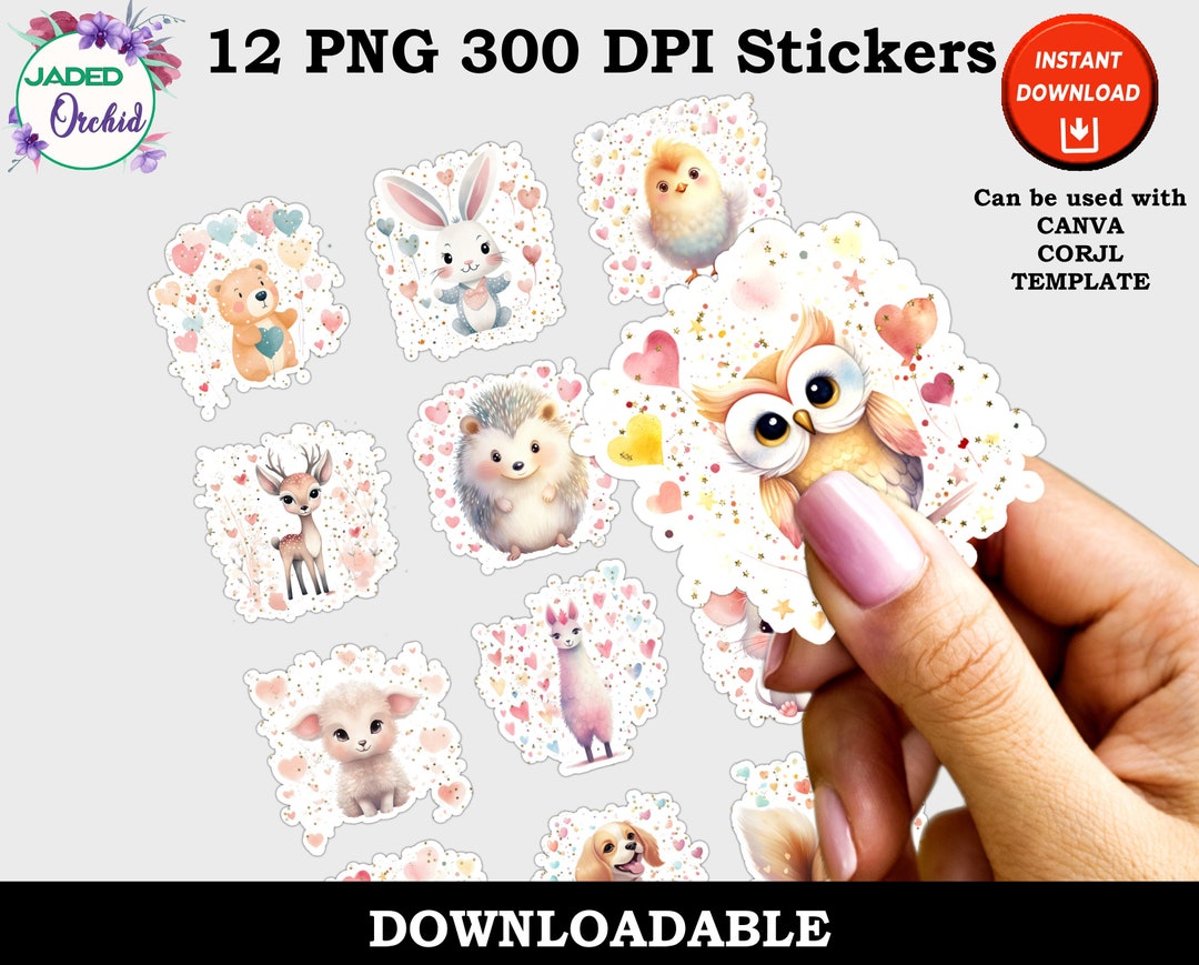 Printable Baby Animals Stickers, Print and Cut Digital PNG Sticker ...