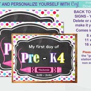 EDITABLE First Day of Pre K 4, First Day, Pre K 4 Sign, 4 Year Old Pre ...