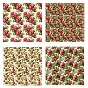Printable Raspberry Digital Paper, Seamless Raspberry Pattern Paper ...