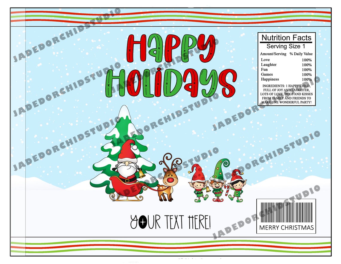 Printable Happy Holidays Chip Bag Label Christmas Chip Bag | Etsy