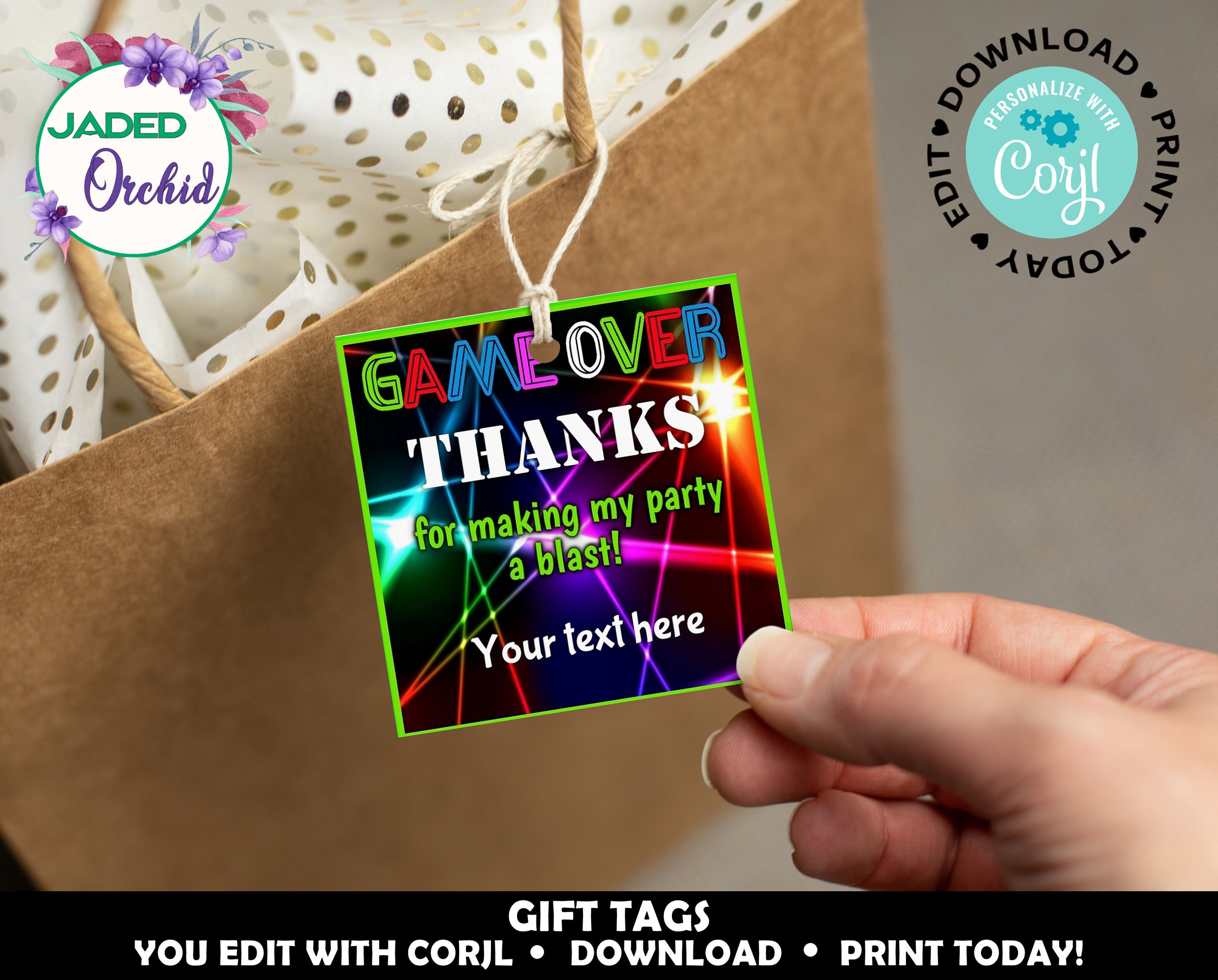 Laser Tag Party Favors Laser Tag Thank You Tags Birthday Etsy