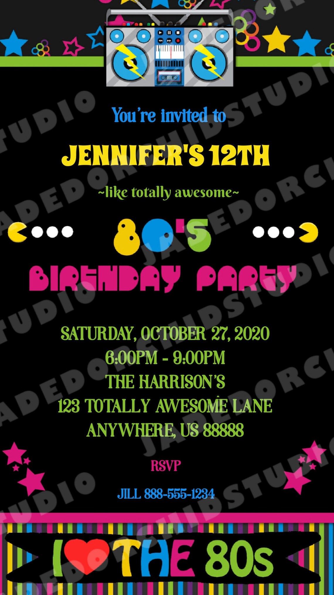 Retro 80s Birthday Invitation Neon Retro 80s Birthday Party - Etsy