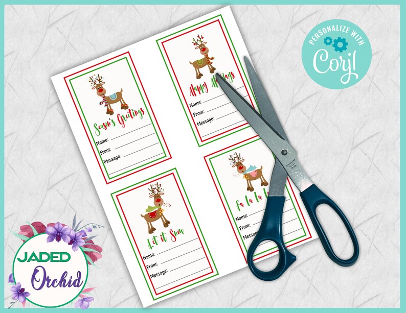 Christmas Reindeer Candy Cane Grams Personalized Christmas - Etsy
