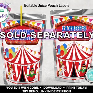 Printable Carnival Birthday Party Gift Tags, Circus Themed Birthday ...