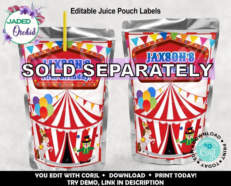 Printable Carnival Birthday Party Gift Tags Circus Themed | Etsy