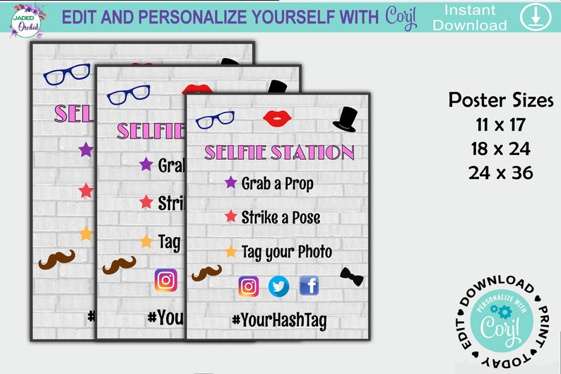 Selfie Station Poster Selfie Sign Selfie Station Sign | Etsy