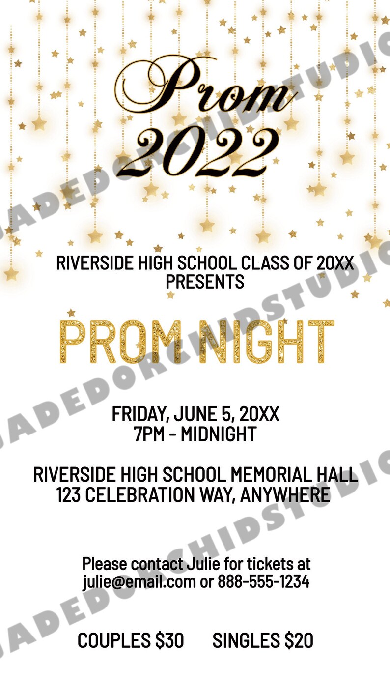 Printable White Prom Invitation Prom Invite Senior Prom - Etsy