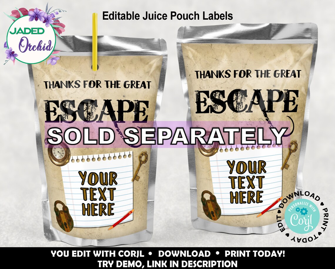 Escape Room Birthday Chip Bag Label Escape Room Label - Etsy