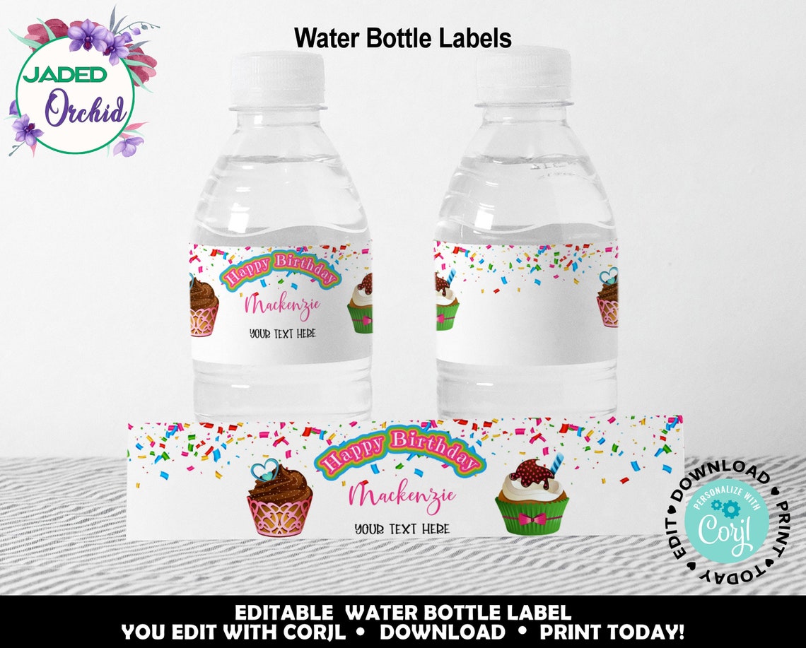 Happy Birthday Water Bottle Labels Printable Birthday Bottle | Etsy