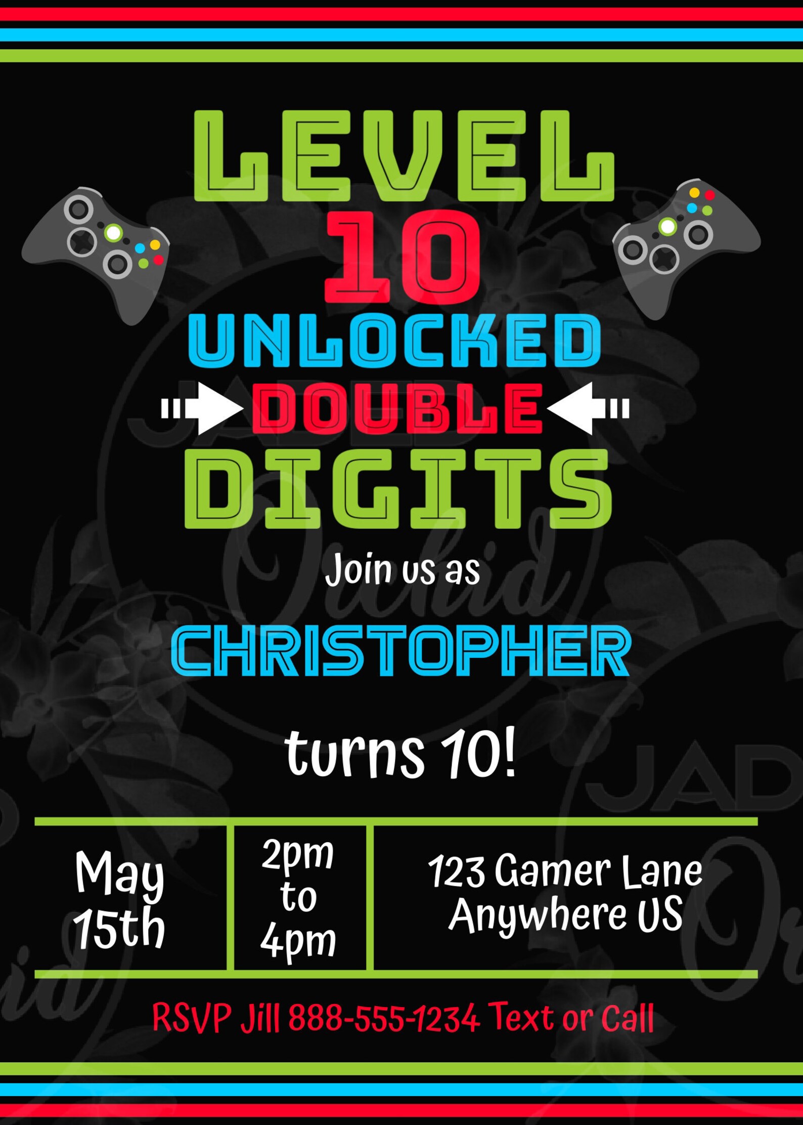Video Gamer Double Digits Birthday Invitation 10th Birthday - Etsy