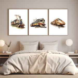 Train Home Decor Train Wall Decor Set of 6 Illustrative - Etsy