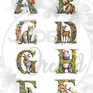 Printable Alphabet Animal Letters Print and Cut Digital PNG Sticker ...
