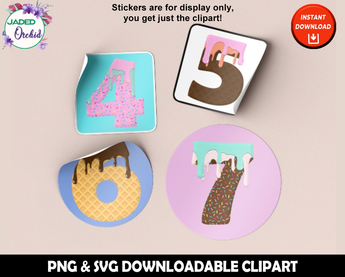 Ice Cream Clipart Numbers Ice Cream Birthday Clipart Ice - Etsy