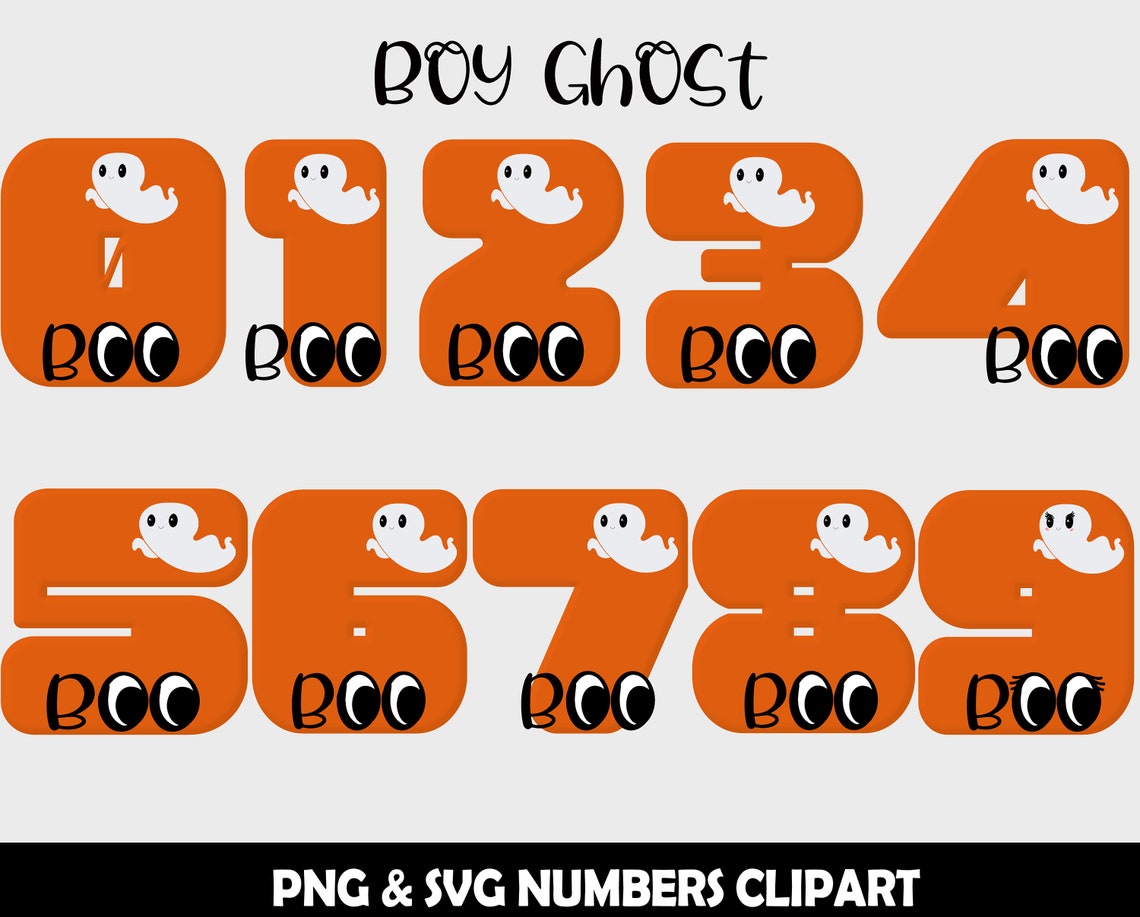 Halloween Ghost Clipart Numbers Halloween Ghost Clipart - Etsy