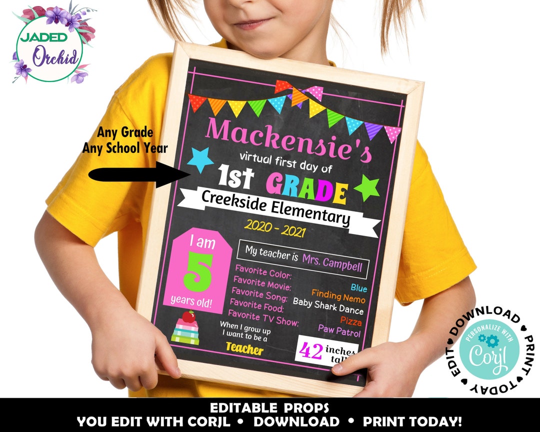 Virtual Back to School Poster Back to School Photo Prop Editable ...