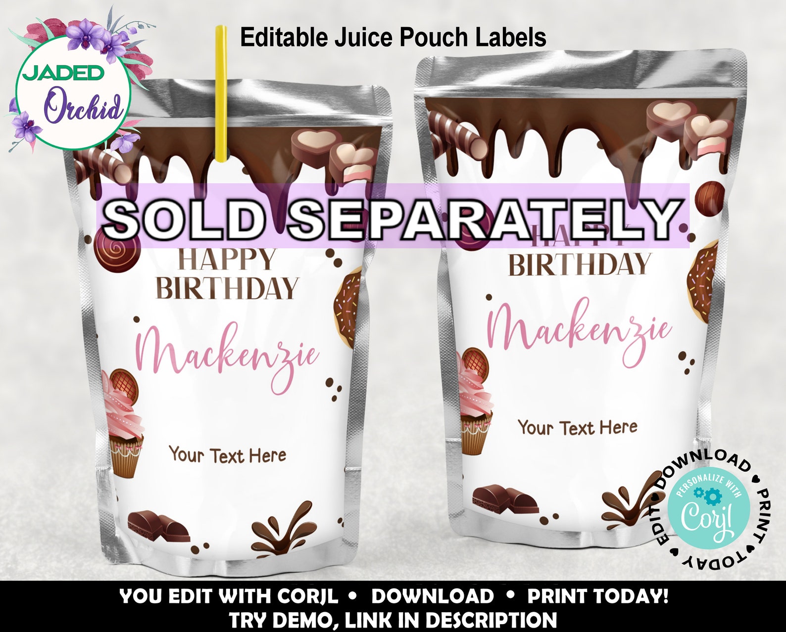 Chocolate Party Chip Bag Printable Chip Bag Label Chocolate - Etsy