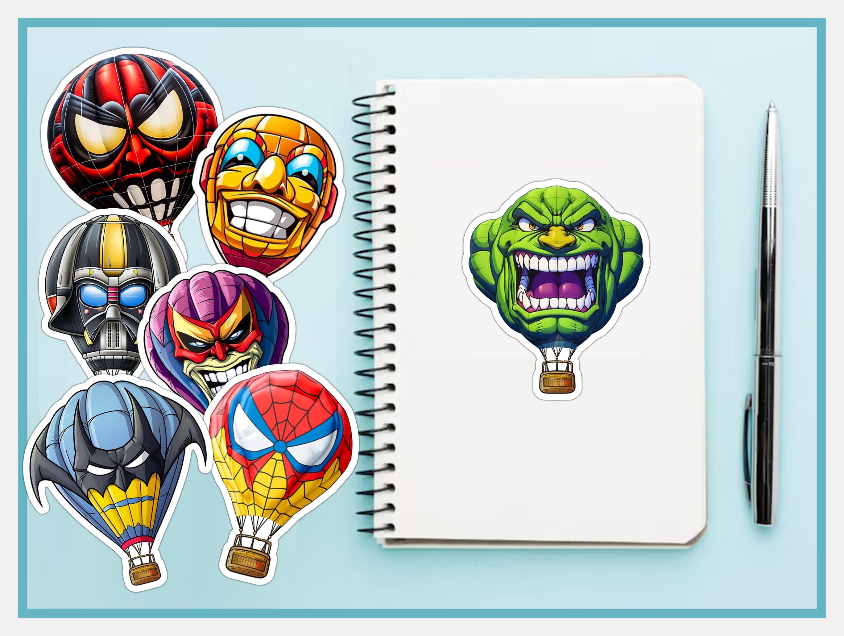 Hot Air Balloon Comic Inspired Heroes and Villains Stickers - Etsy