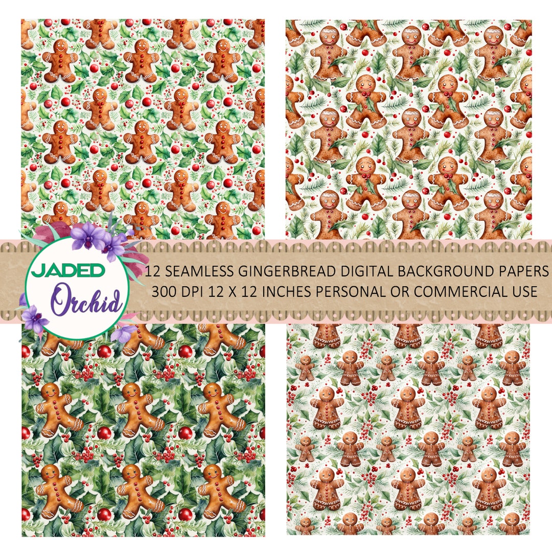 Printable Christmas Gingerbread Man Digital Seamless Background Paper ...