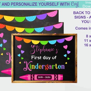 Kindergarten Back to School Sign Back to School Photo Prop Editable ...