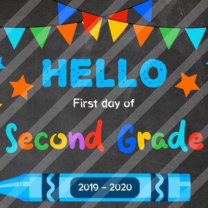 Boys Second Grade Back to School Sign, First Day of Second Grade ...