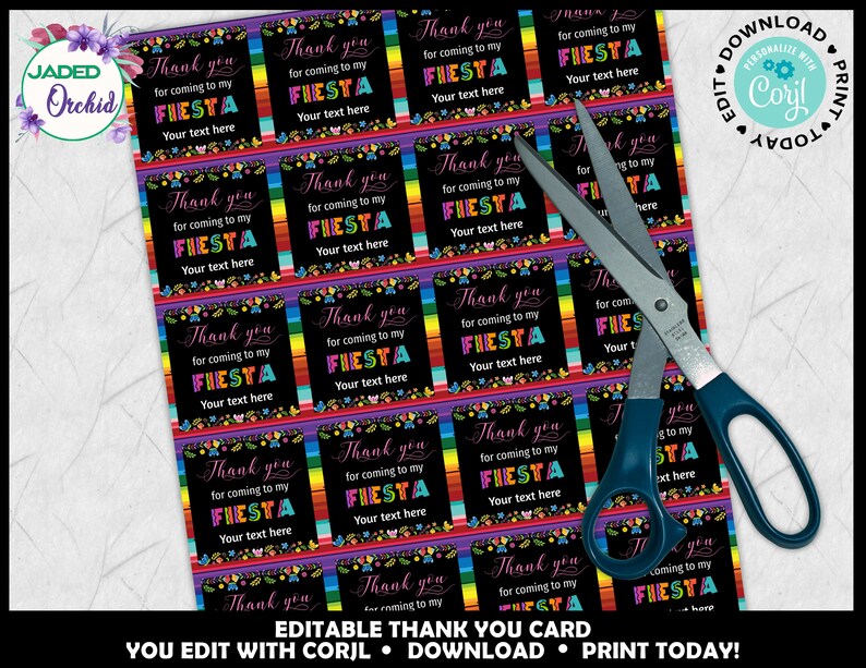 Printable Fiesta Gift Tag Mexican Fiesta Thank You Tag - Etsy
