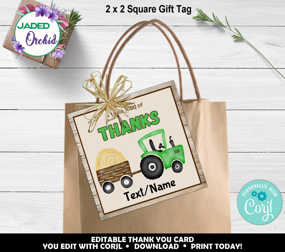 Farm Truck Thank You Tags Country Farm Tractor Party Favors | Etsy