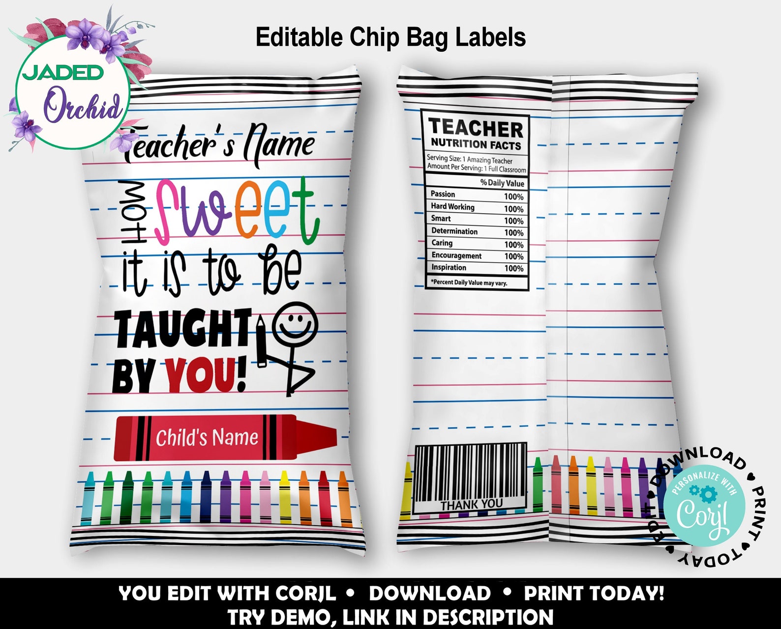 Teacher Appreciation Party Favor Printable Teacher - Etsy