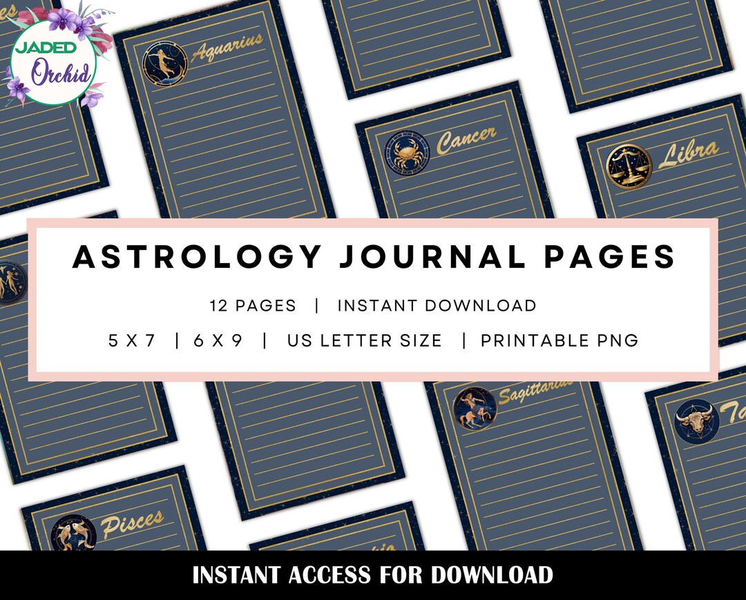 Zodiac Horoscope Junk Journal Pages, Stationary Paper, Journal Lined ...