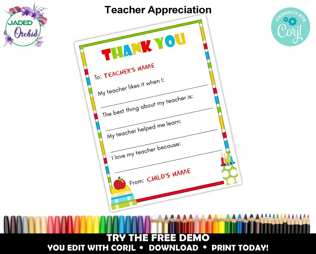 Teachers Thank You Questionnaire, Teachers Questionnaire, Teacher's ...