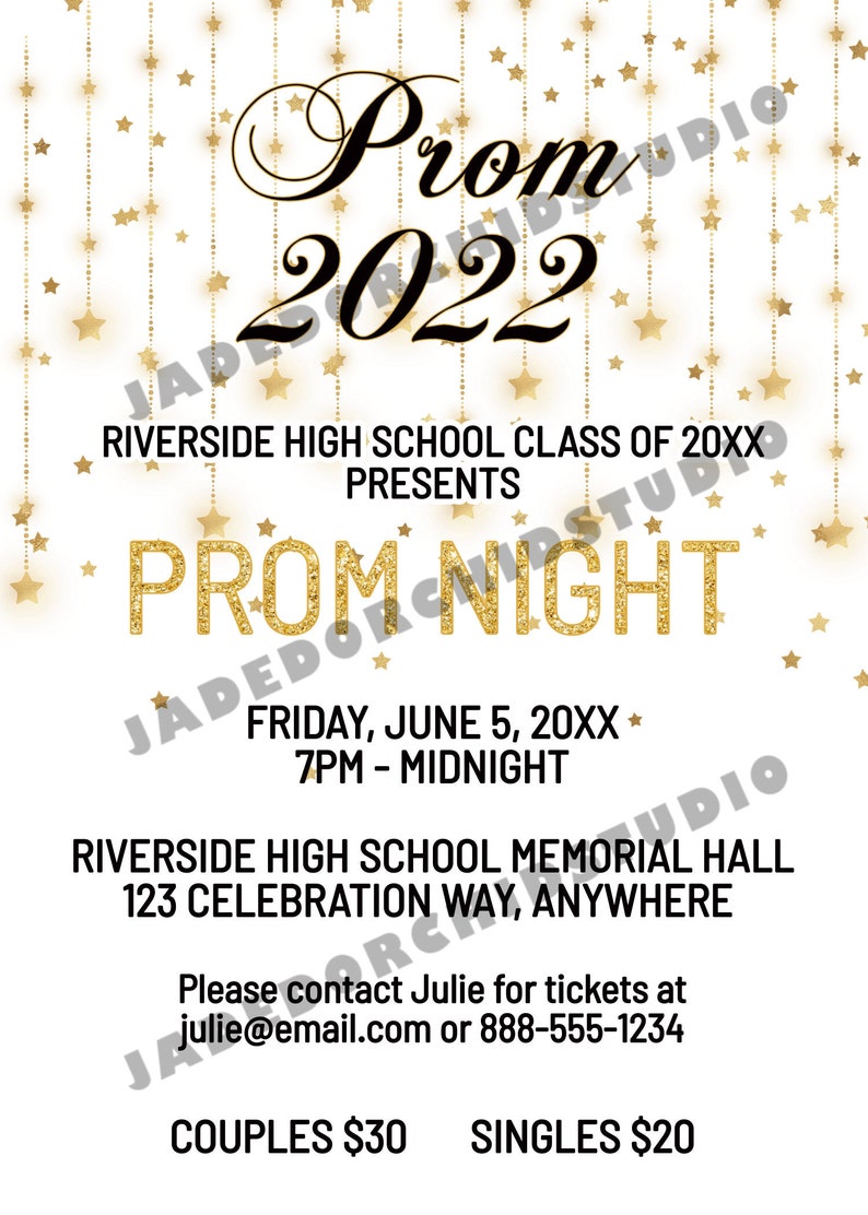 Printable White Prom Invitation Prom Invite Senior Prom - Etsy