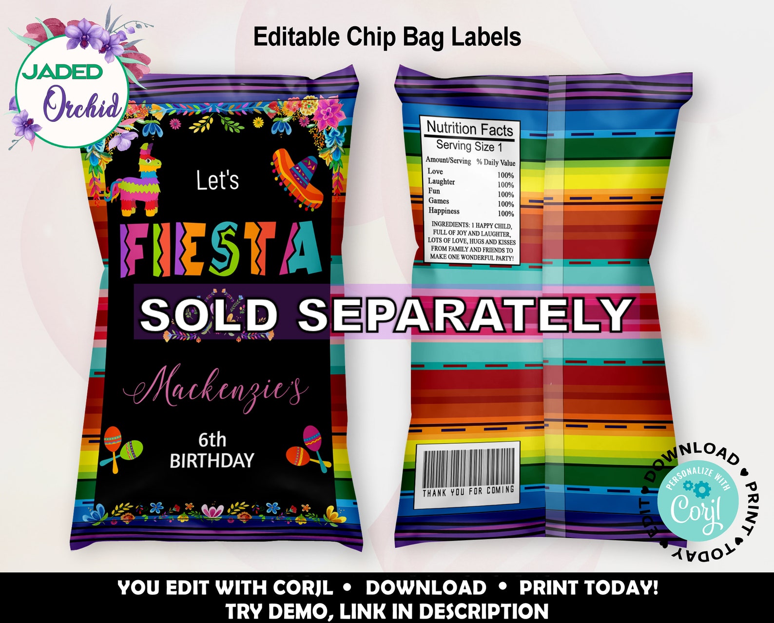 Printable Fiesta Gift Tag Mexican Fiesta Thank You Tag - Etsy
