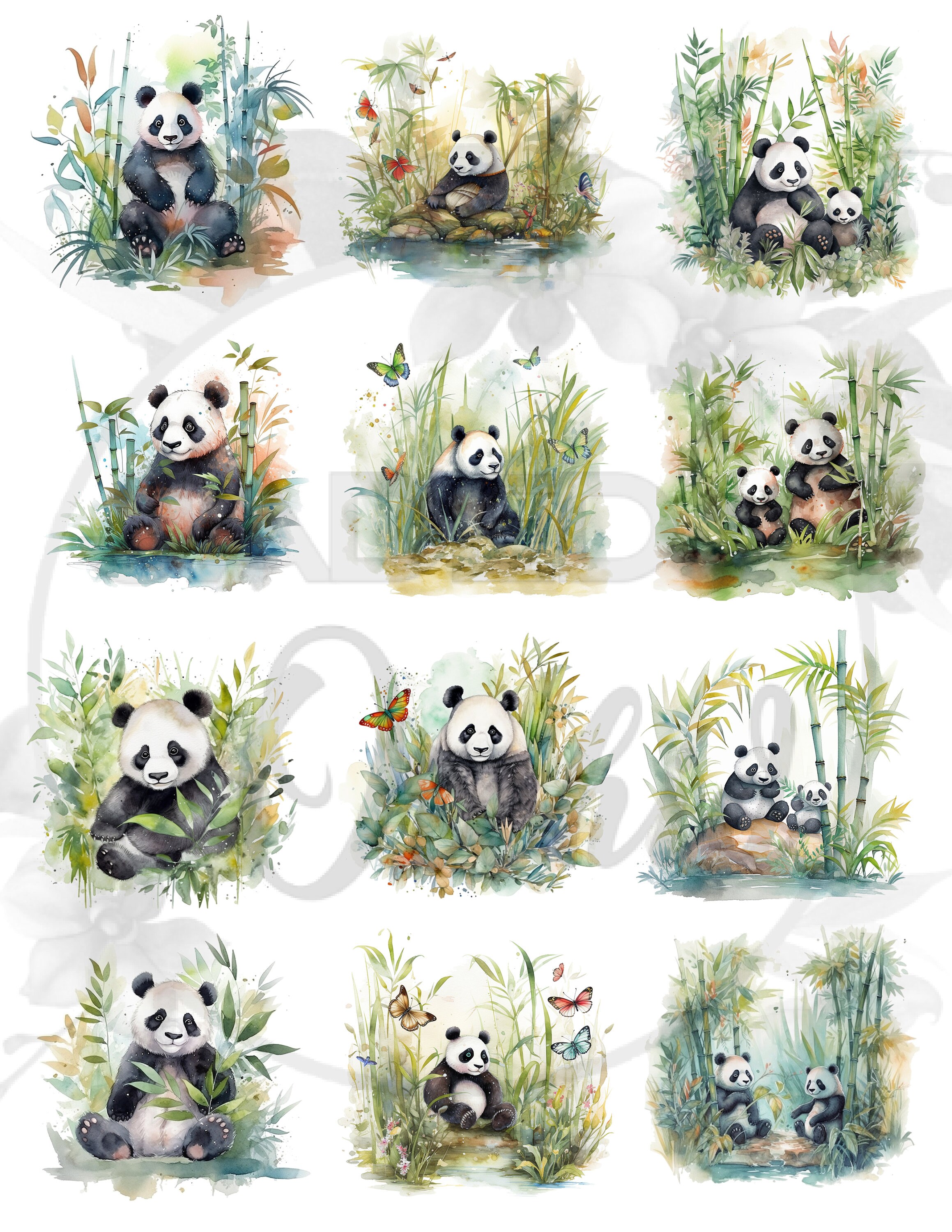 Printable Panda Stickers Panda AI Art Pet Animal Print and - Etsy