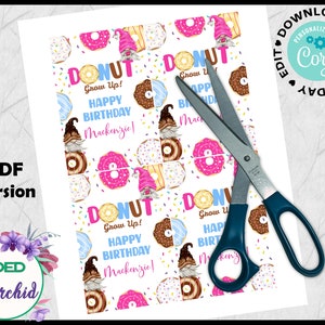 Editable Donut Birthday Juice Bag Label, Donut Juice Pouch Label ...