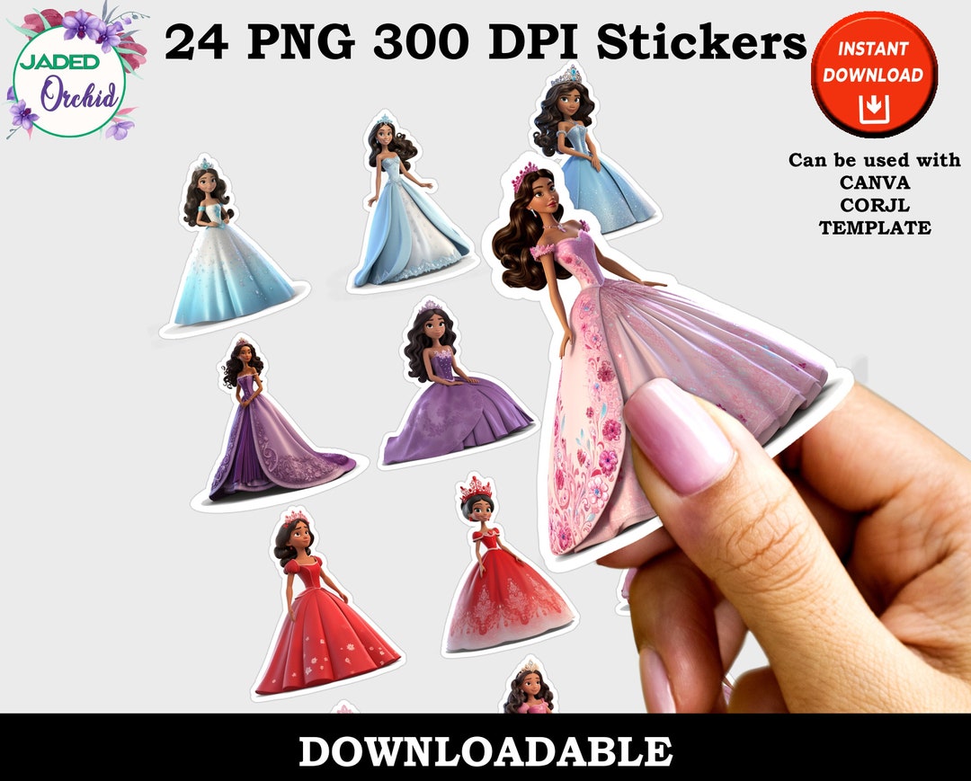 Quinceanera Princess Print and Cut Digital PNG Sticker Sheets, Hispanic ...
