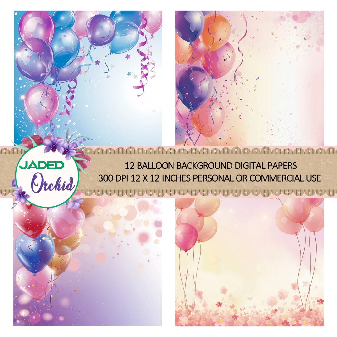 Digital Beautiful Balloon Background Paper, Any Occasion Balloon ...