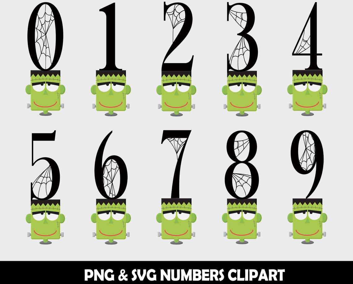 Frankenstein Clipart Numbers Halloween Clipart Frankenstein - Etsy