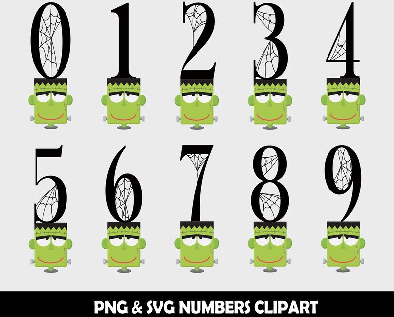Frankenstein Clipart Numbers Halloween Clipart Frankenstein - Etsy