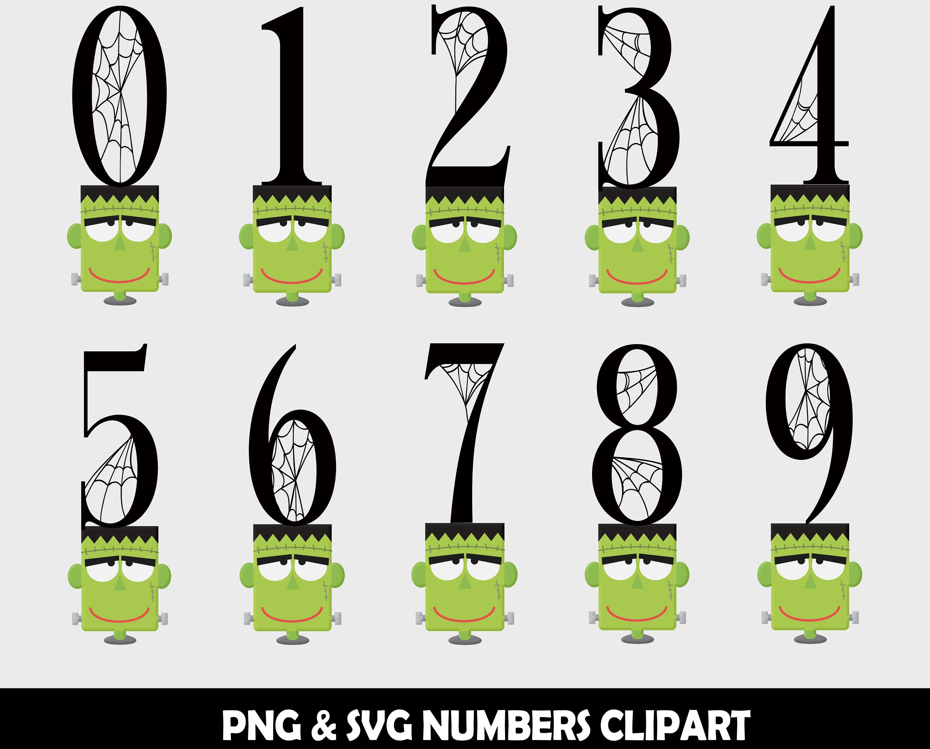 Frankenstein Clipart Numbers Halloween Clipart Frankenstein - Etsy