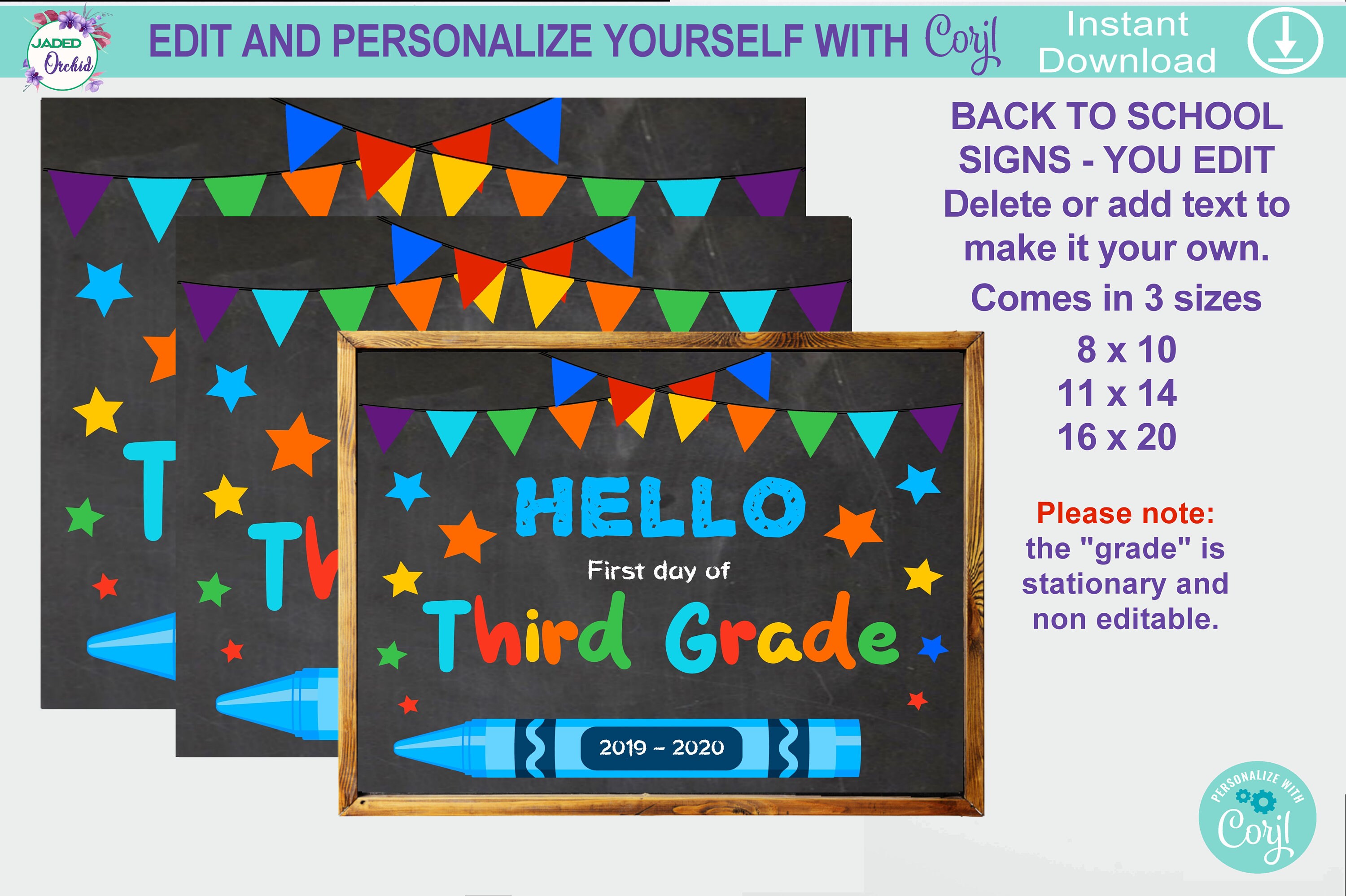 Back to School Third Grade Sign First Day of Third Grade - Etsy