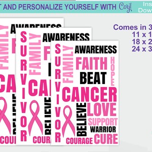Printable Cancer Awareness Poster, Motivational Breast Cancer Sign ...