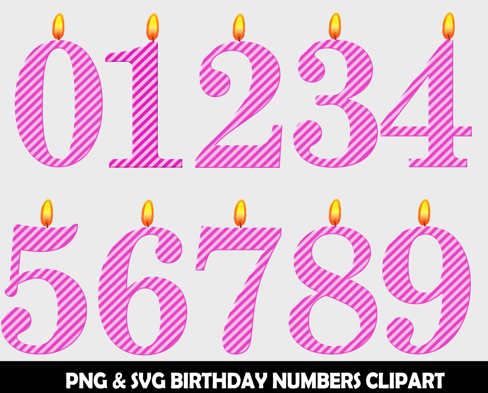 Birthday Inspired Numbers Clipart Birthday Candles SVG - Etsy