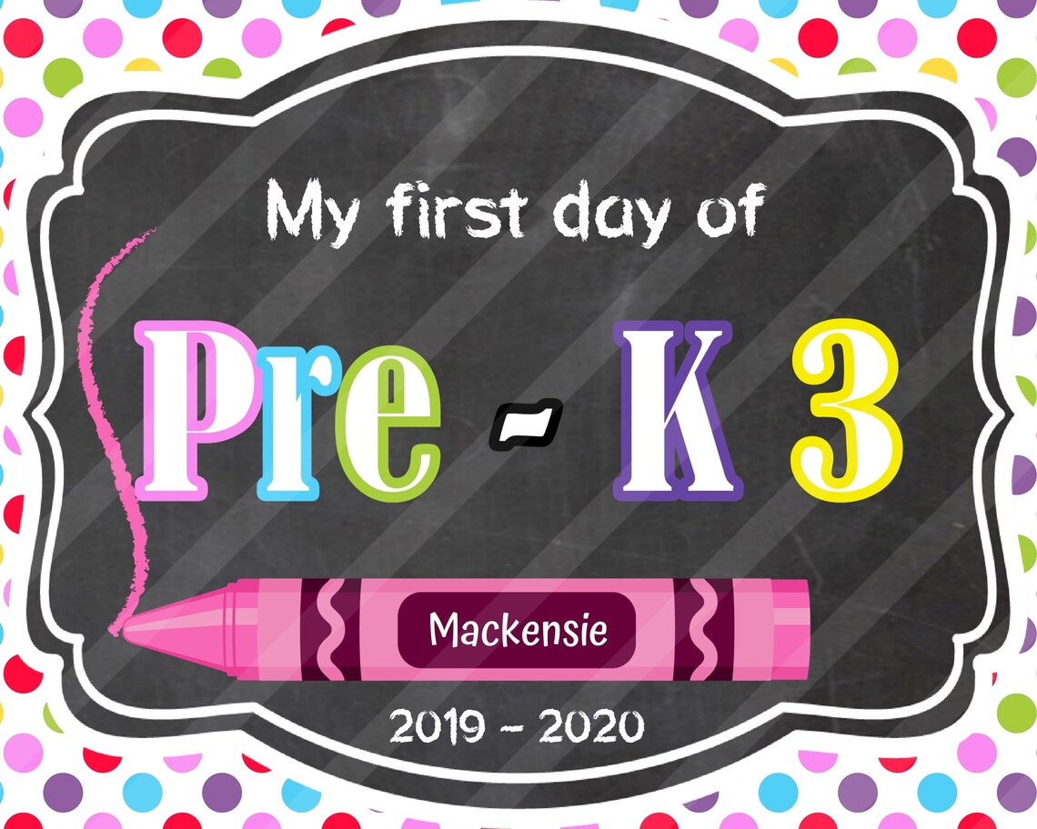 Editable First Day of Pre K 3 First Day Pre K 3 Sign 3 Year - Etsy