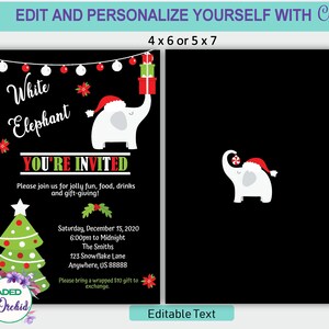 Personalized Christmas White Elephant Gift Exchange Invitation ...