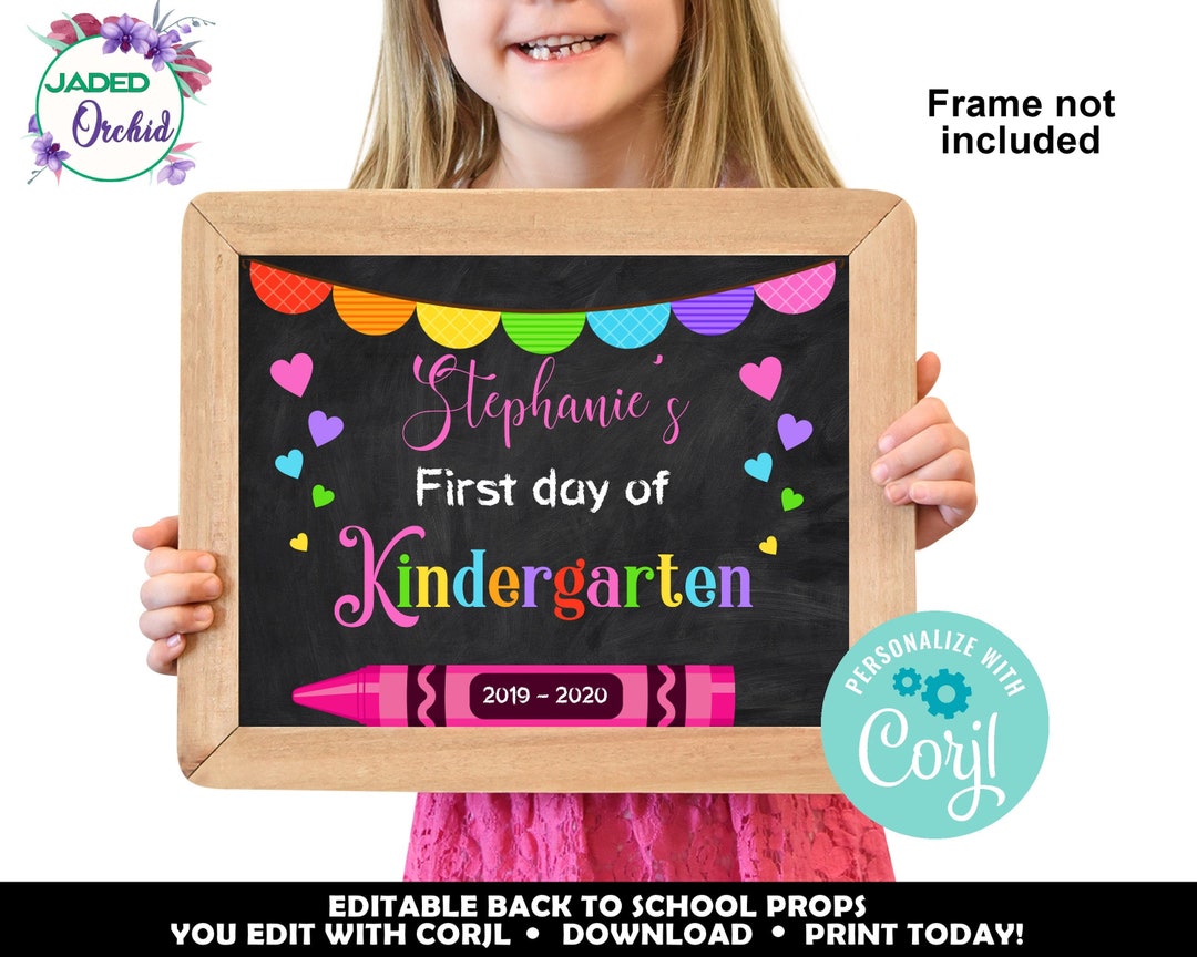 Kindergarten Back to School Sign Back to School Photo Prop Editable ...