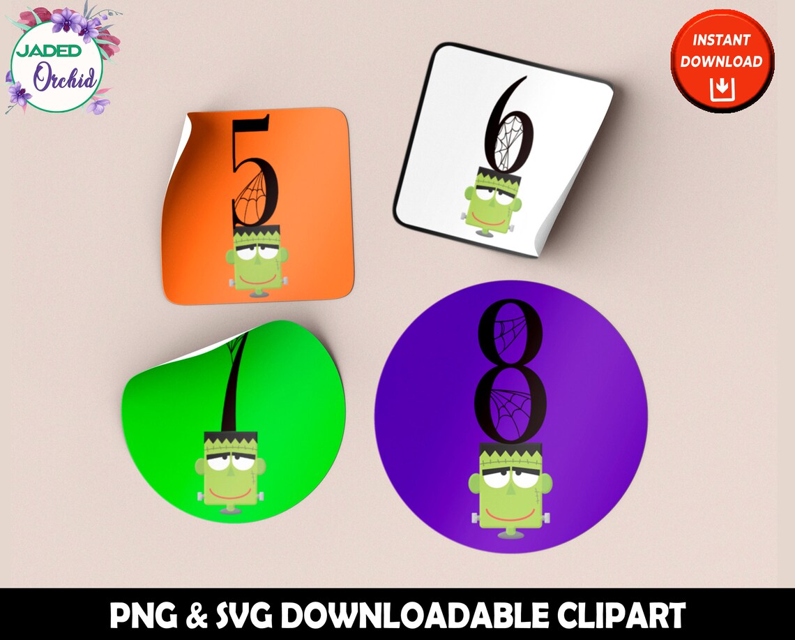 Frankenstein Clipart Numbers Halloween Clipart Frankenstein - Etsy